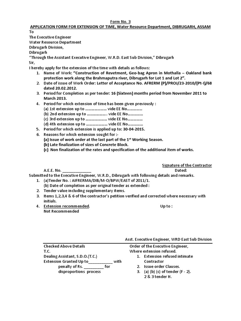 Extension of Time APWD Format | PDF | Government | Business