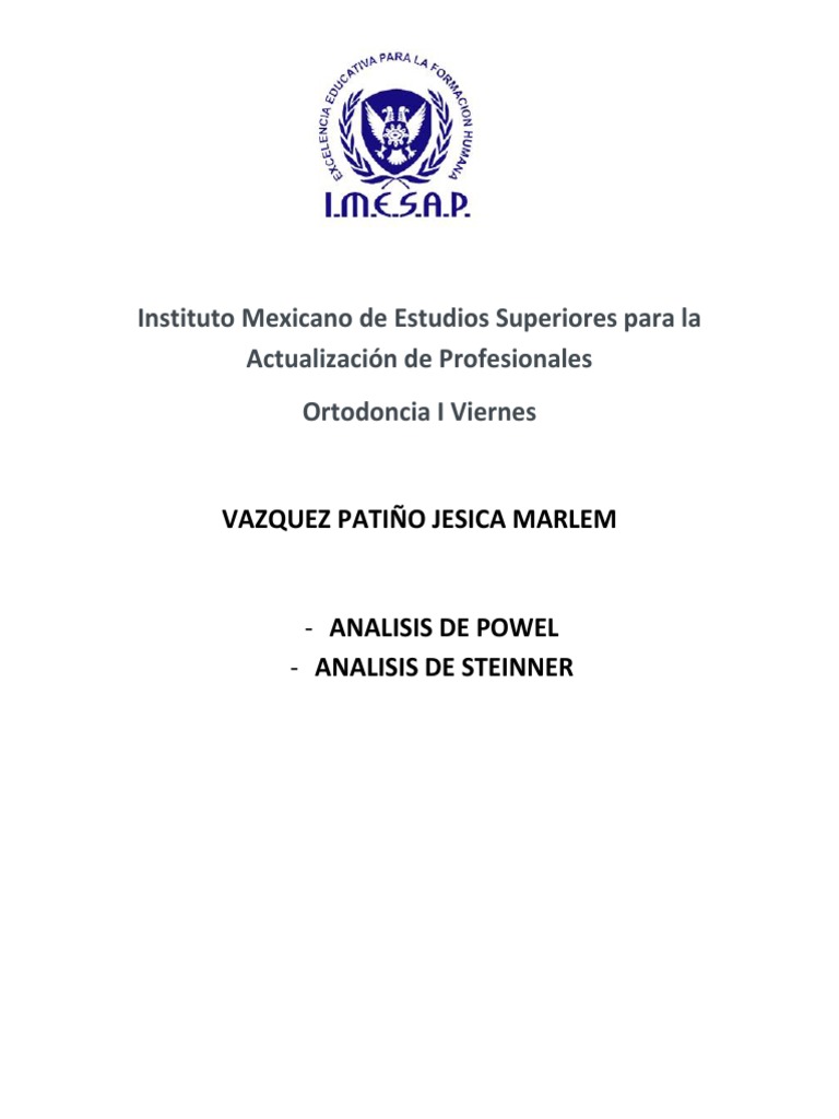 Análisis Cefalométrico de Steiner | PDF | Ortodoncia | Enseñanza de ...