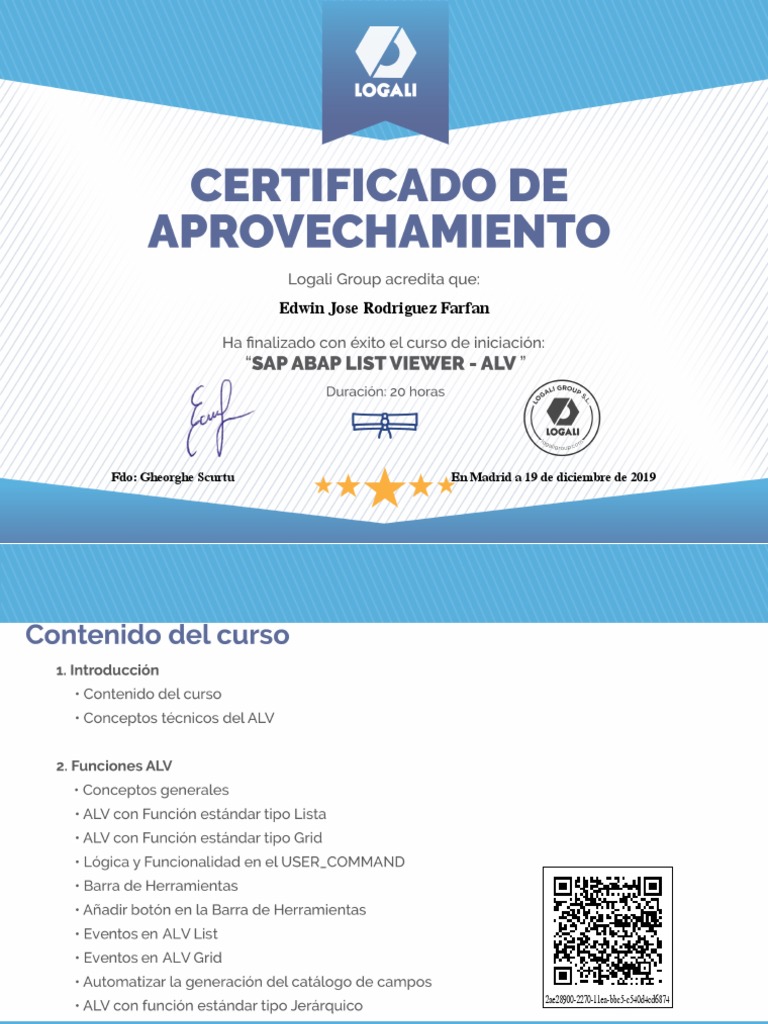 Curso Iniciación SAP ABAP List Viewer ALV-Obtener Certificado de ... Curso Iniciación SAP ABAP List Viewer ALV-Obtener Certificado de ...