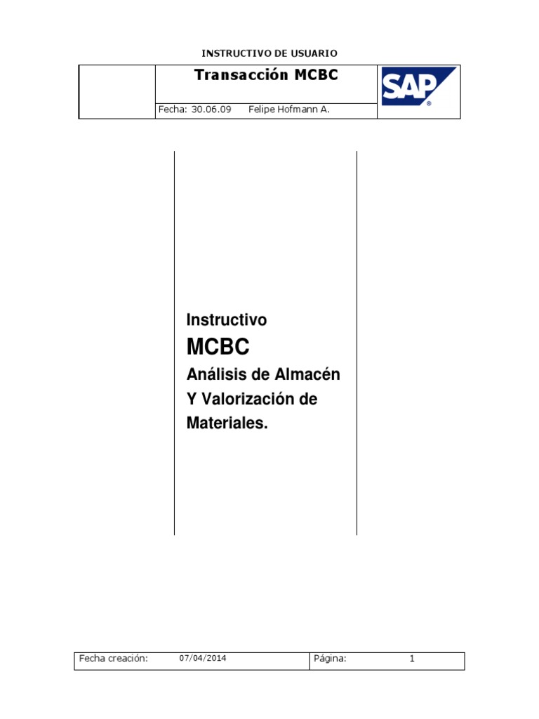 Instructivo Transacción MCBC en SAP | PDF | Informática | Áreas de ...