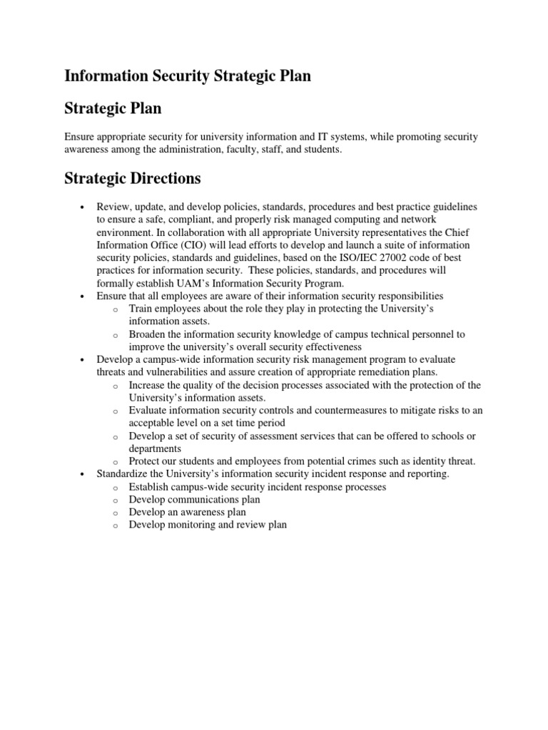 University Information Security Plan | PDF | Computers