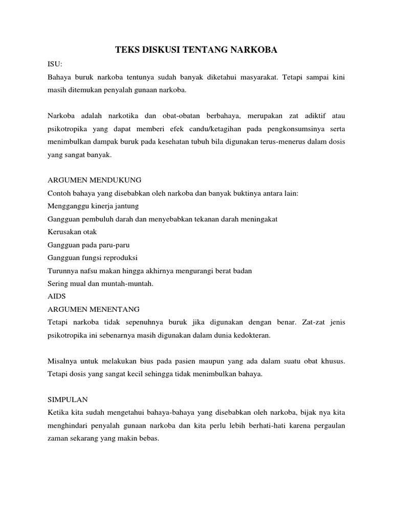 Teks Diskusi Tentang Narkoba | PDF