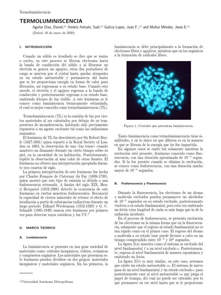 Termoluminiscencia PDF | PDF | Resistividad Eléctrica y Conductividad ...