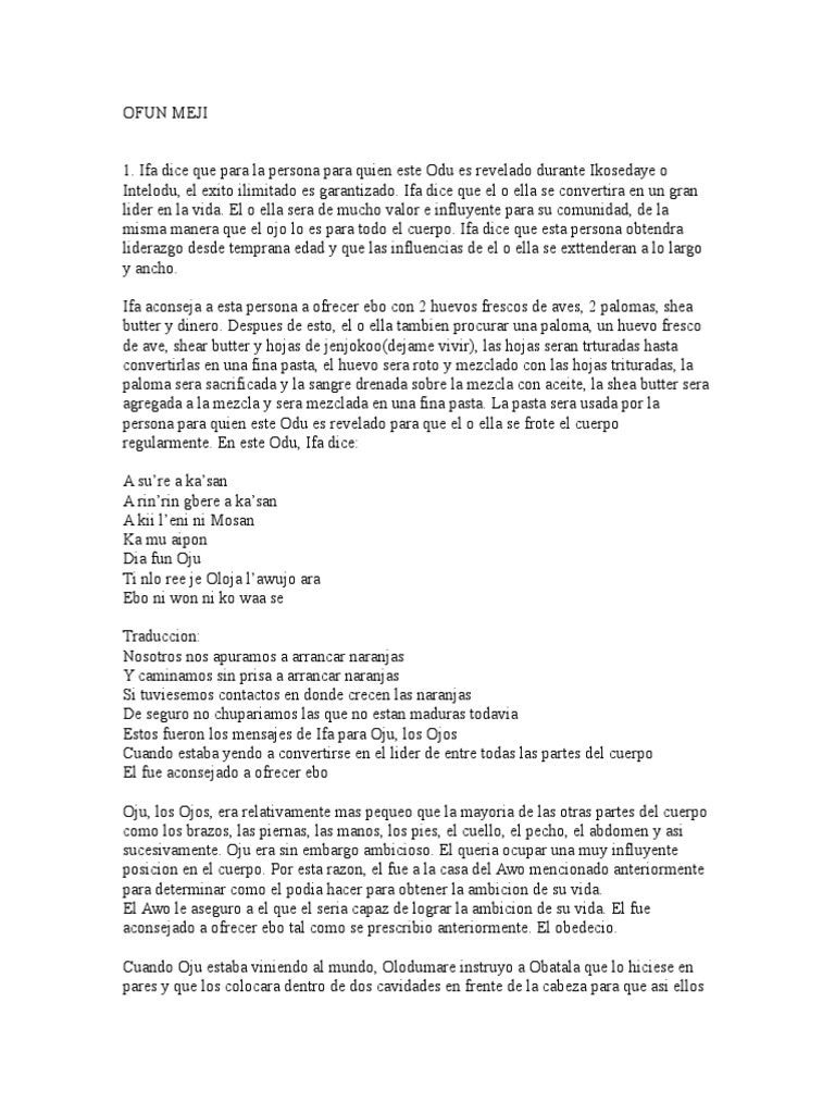 Ofun Meji 1 | PDF | Religión y creencia | Naturaleza