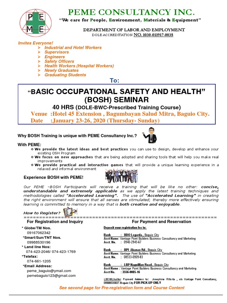 Bosh Reg. Form (Jan. 23-26, 2020) | PDF | Occupational Safety And ...
