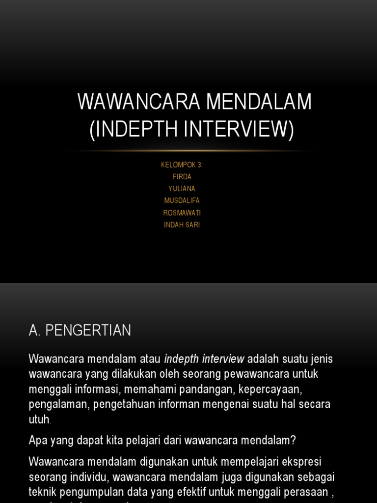 Wawancara Mendalam (Indepth Interview) | PDF