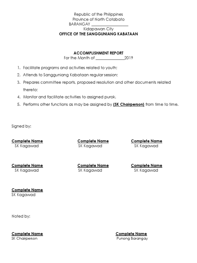 Accomplishment Report | PDF | Government