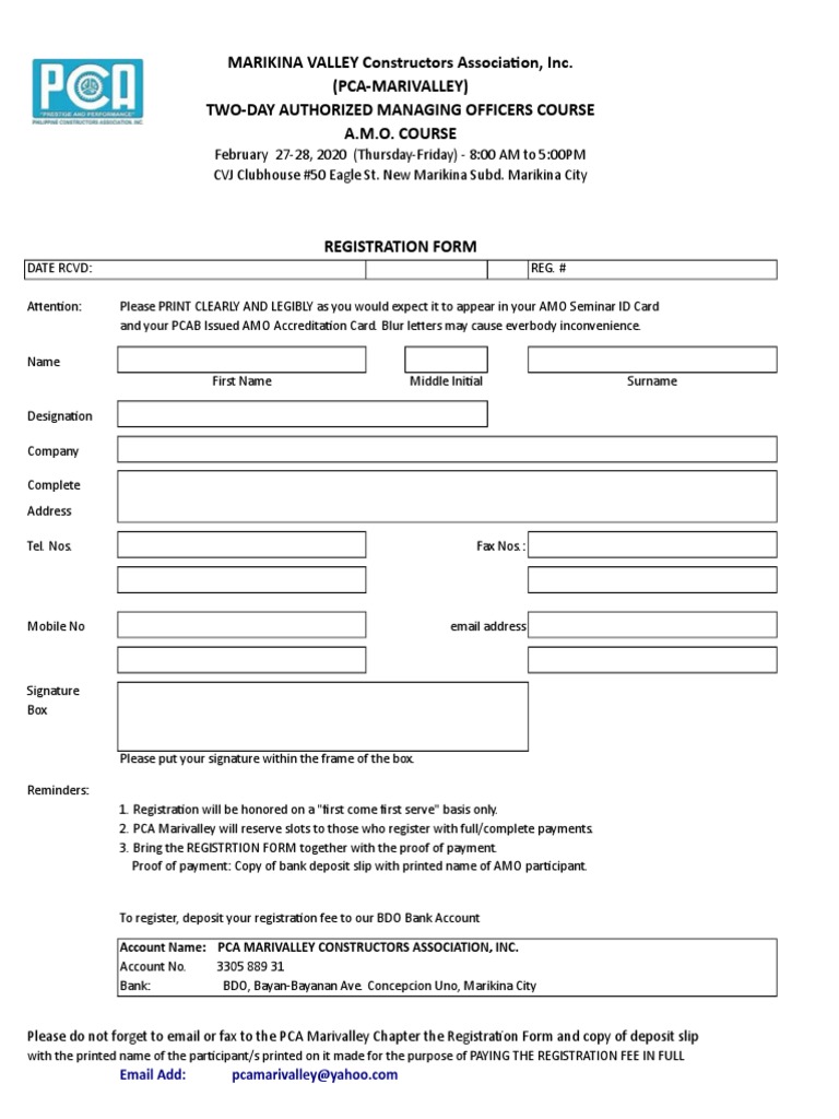 Amo-Marikina Registration-Form 2020 | PDF