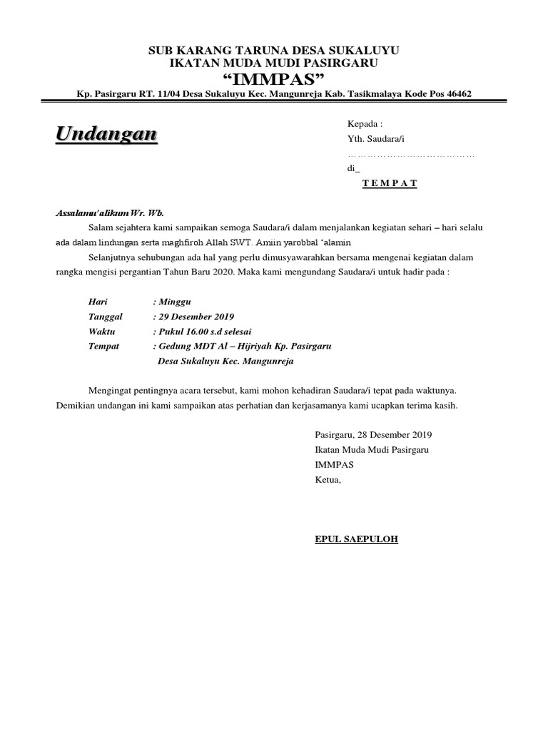 Surat Undangan Pemuda | PDF