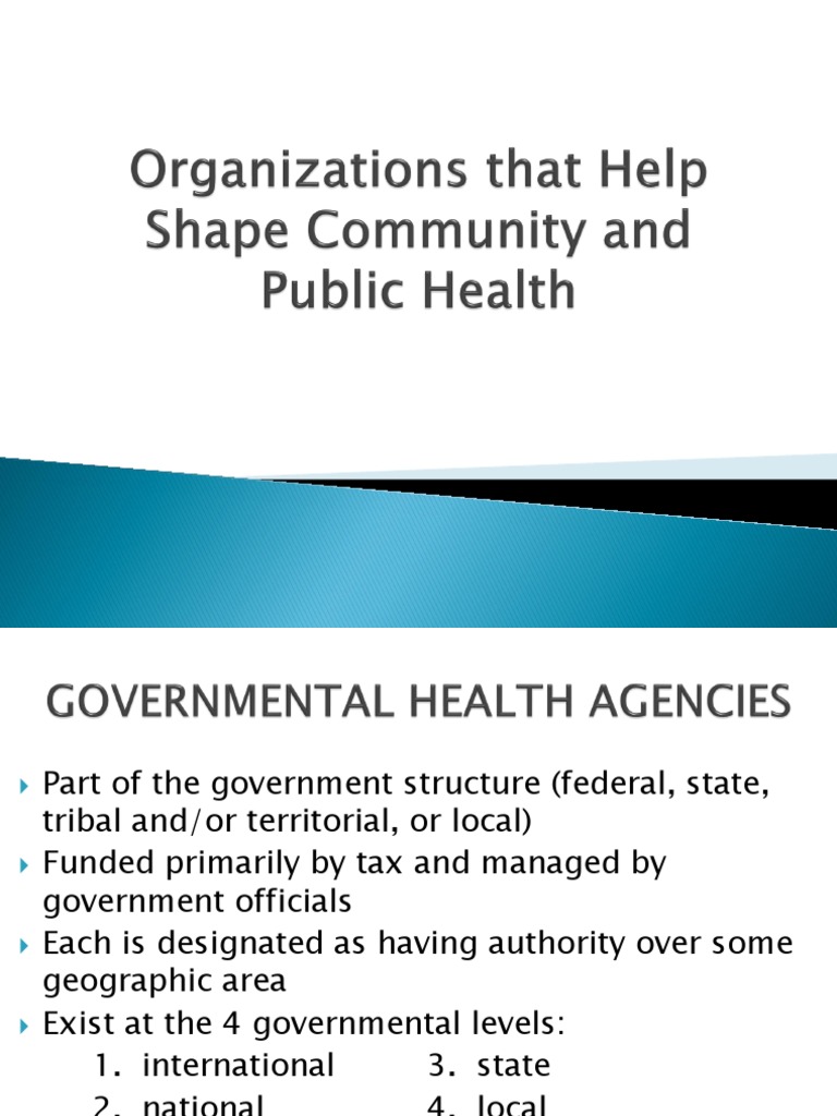 Organizations That Help Shape Community and Public Health | PDF ...