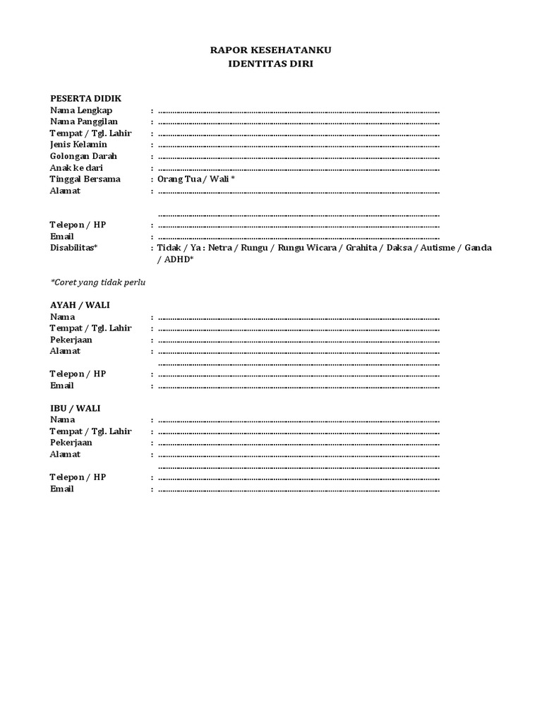 Rapor Kesehatan Ku | PDF