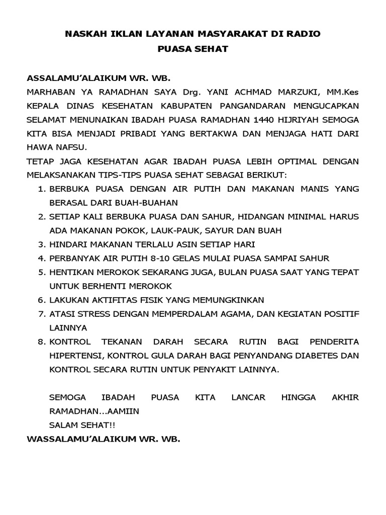 Naskah Iklan Layanan Masyarakat Di Radio | PDF