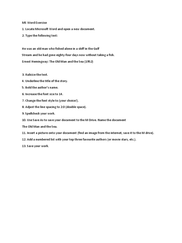 Formatting a Short Story Excerpt and Adding Stylistic Elements in ...