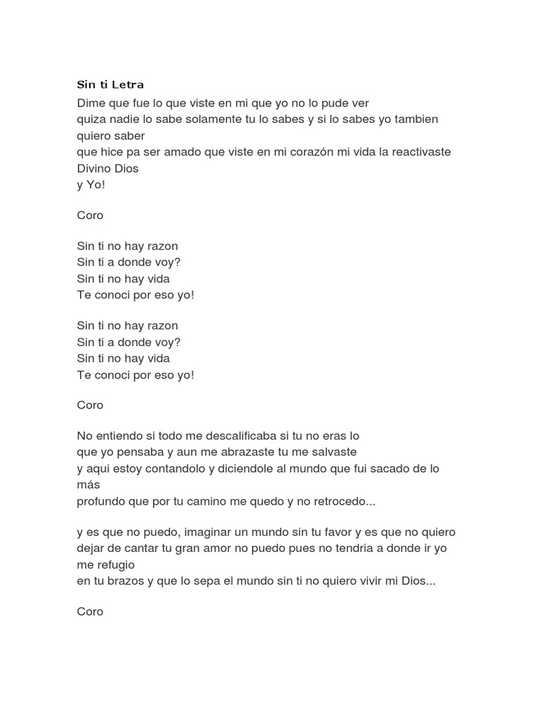 Sin Ti Letra | PDF