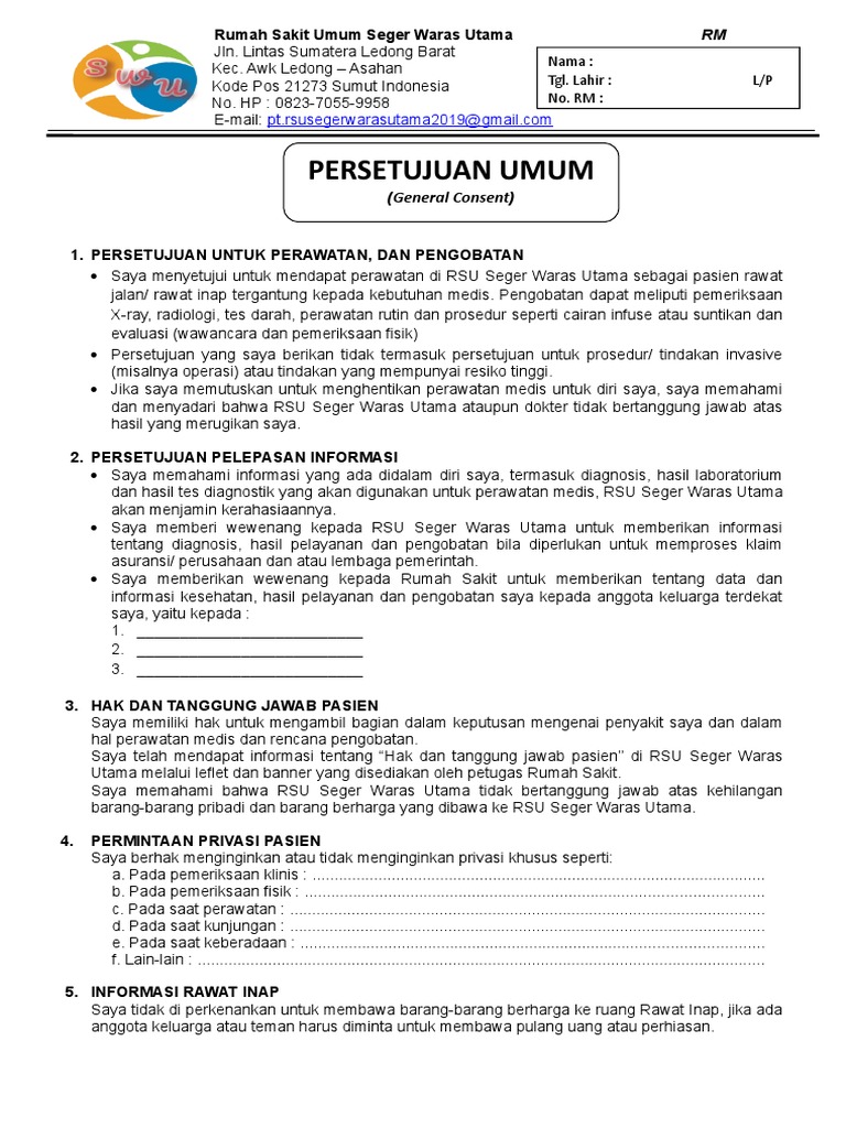 Formulir Persetujuan Umum (General Consent) | PDF