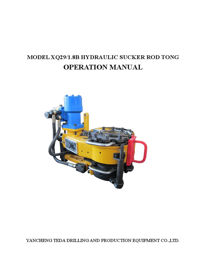 Manual Book XQ29-1.8B Sucker Rod Power Tong PDF | PDF | Valve ...