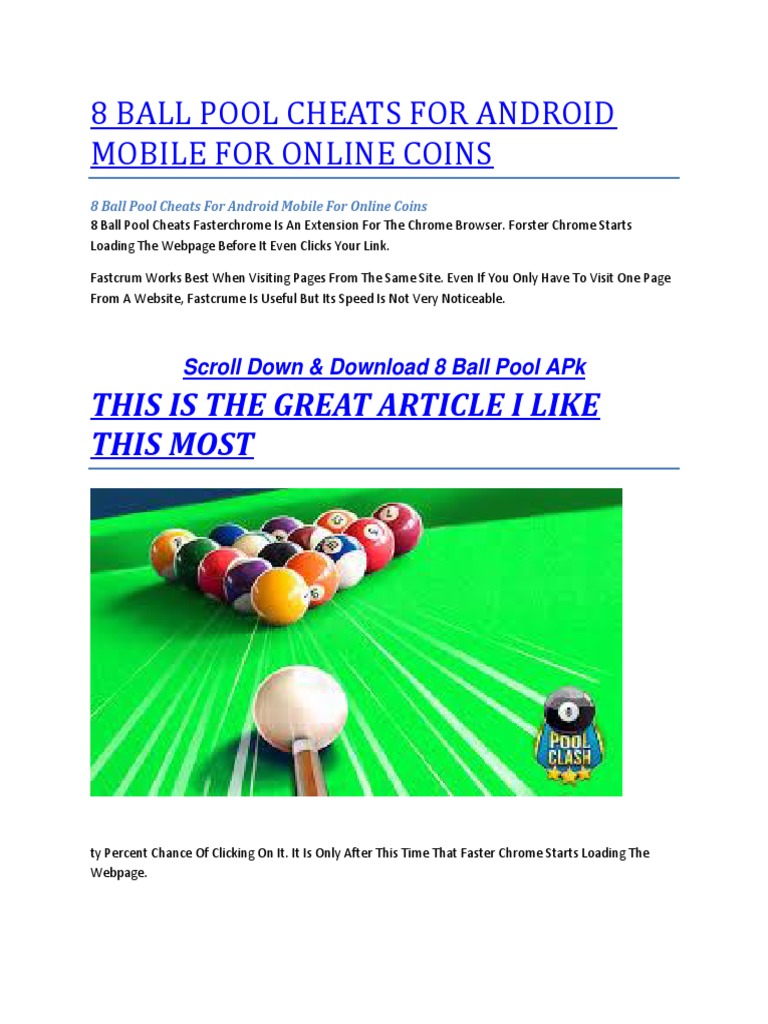 8 Ball Pool Cheats for Android Users | PDF | Mobile App | Android ...