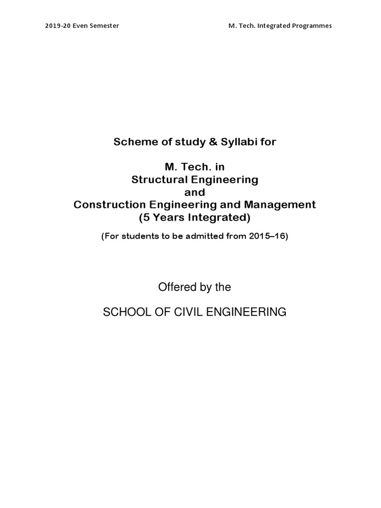 M.Tech. Integrated Programmes | PDF | Mathematical Optimization | Buckling