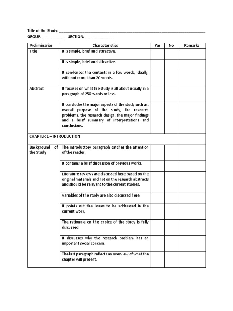 Review Checklist For A Quantitative Research Study | PDF | Research ...