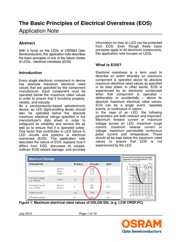 EOS ESD OSRAM The Basic Principles of Electrical Overstress (EOS) | PDF ...