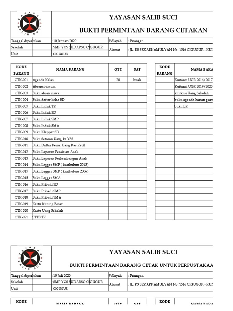 Format Permintaan Barang Cetak | PDF