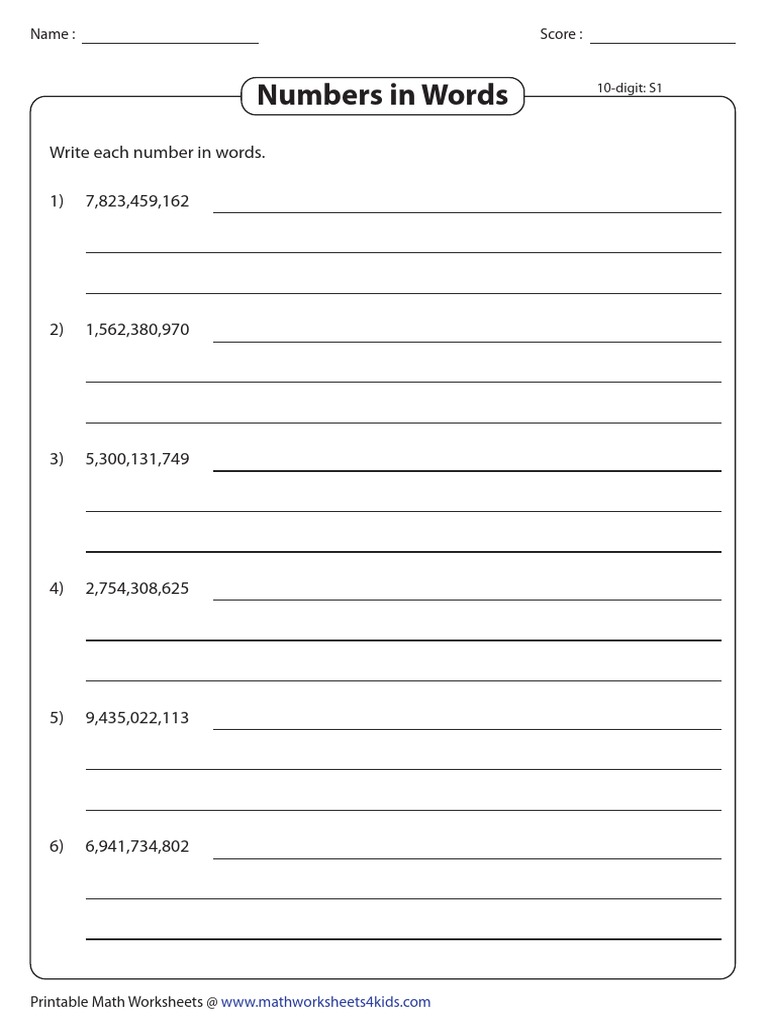 Reading and Writing Numbers | PDF | Teaching Methods & Materials ...