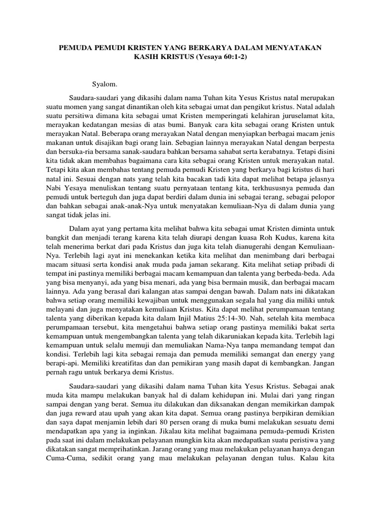 Khotbah Natal Pemuda GEPEMBRI | PDF