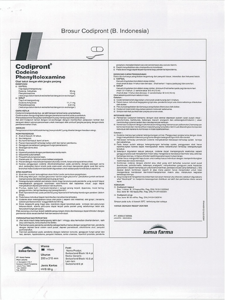 Codipront Kapsul 30 MG + 10 MG - Kodein + Feniltoloksamin ...