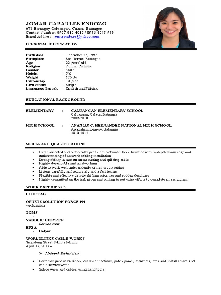 JOMAR ENDOZO Resume | PDF