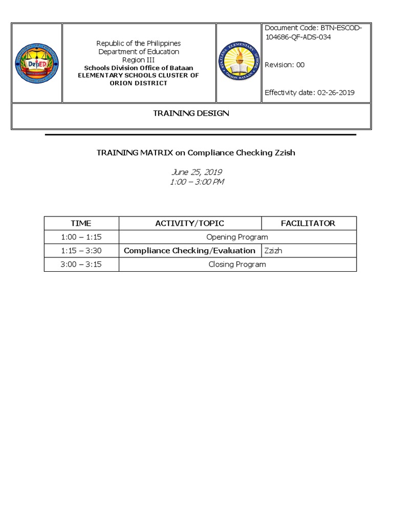 Training Matrix On Zish | PDF | Learning | Behavior Modification
