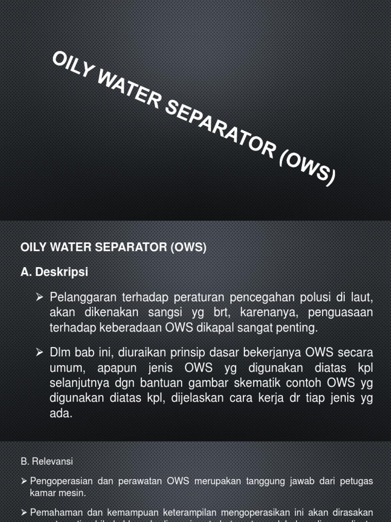 Panduan Oily Water Separator (OWS) | PDF | Griya & Taman | Teknologi ...
