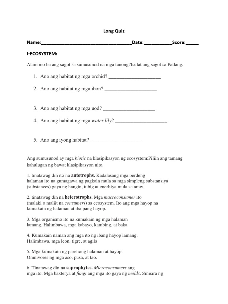Long Quiz 7-30-16 | PDF