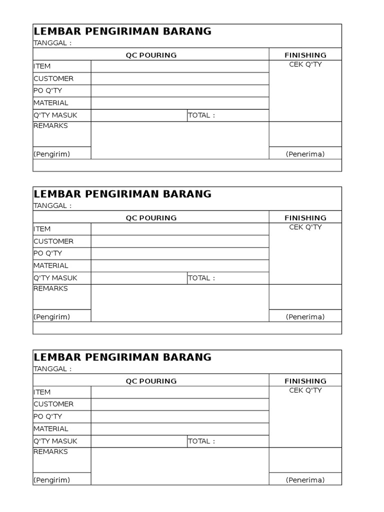 Form Barang Masuk | PDF