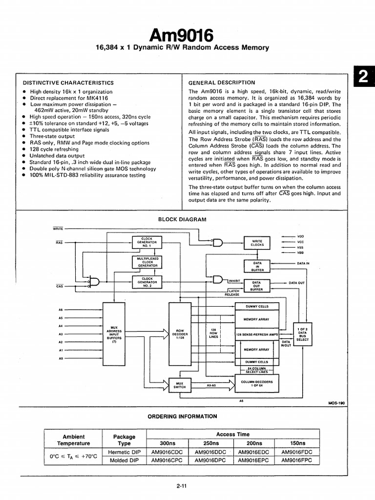 Datasheet AM9016 PDF | PDF | Random Access Memory | Electronic Design