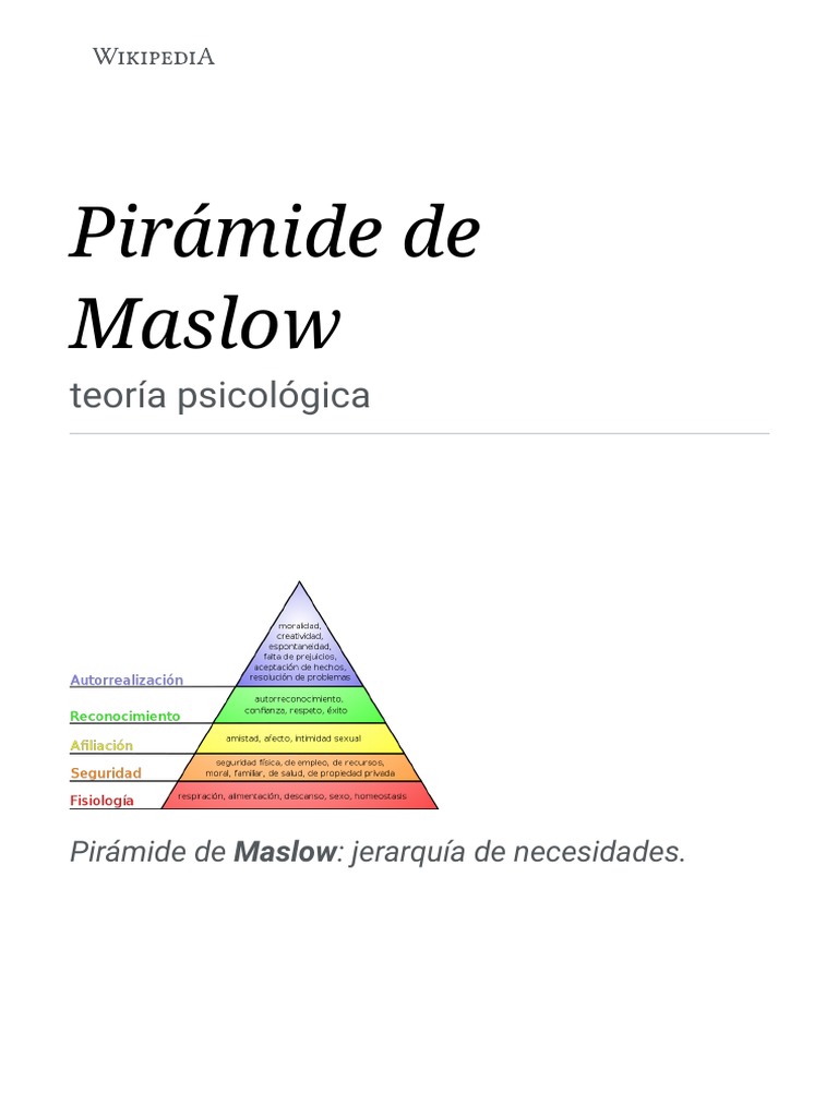 Pirámide de Maslow | Descargar gratis PDF | Acción (filosofía) | Conceptos psicologicos