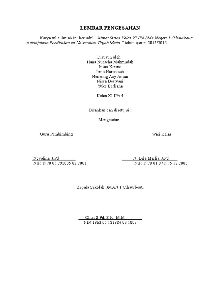 Lembar Pengesahan-Lampiran | PDF