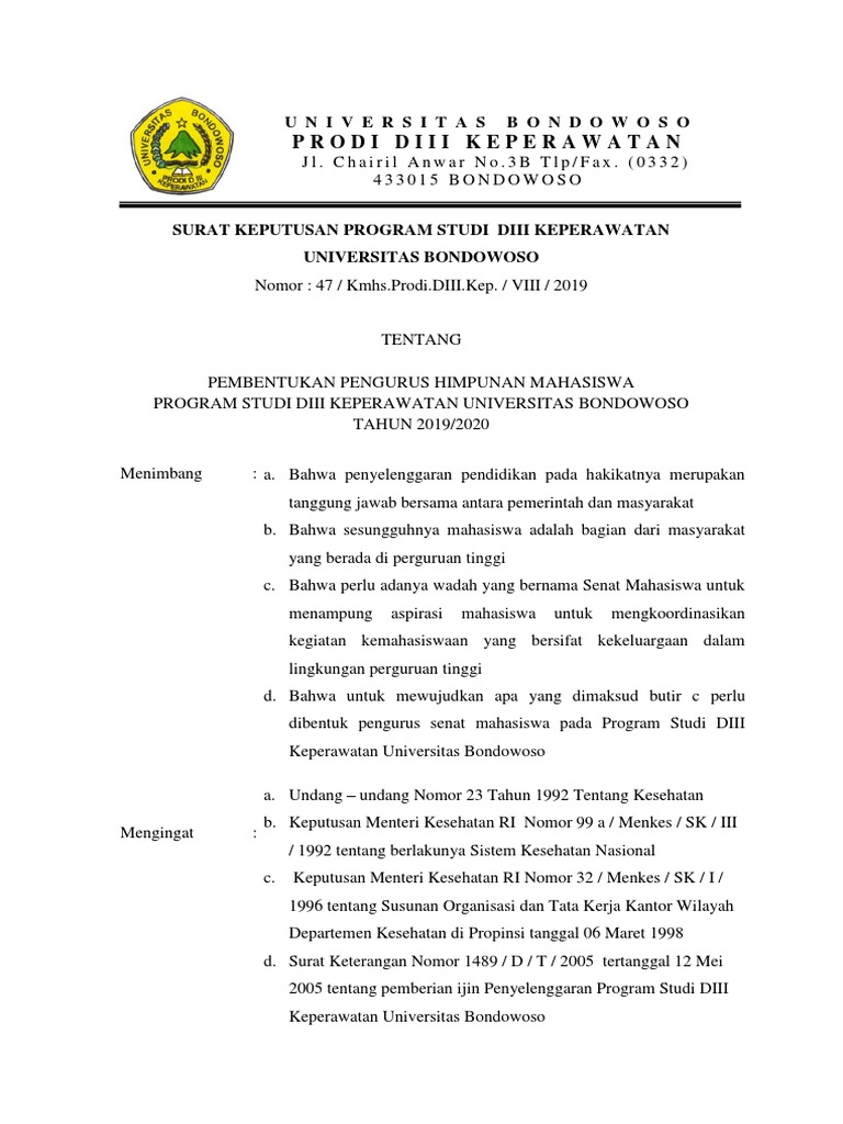 SK PENGURUS Hima 2018-2019 V | PDF