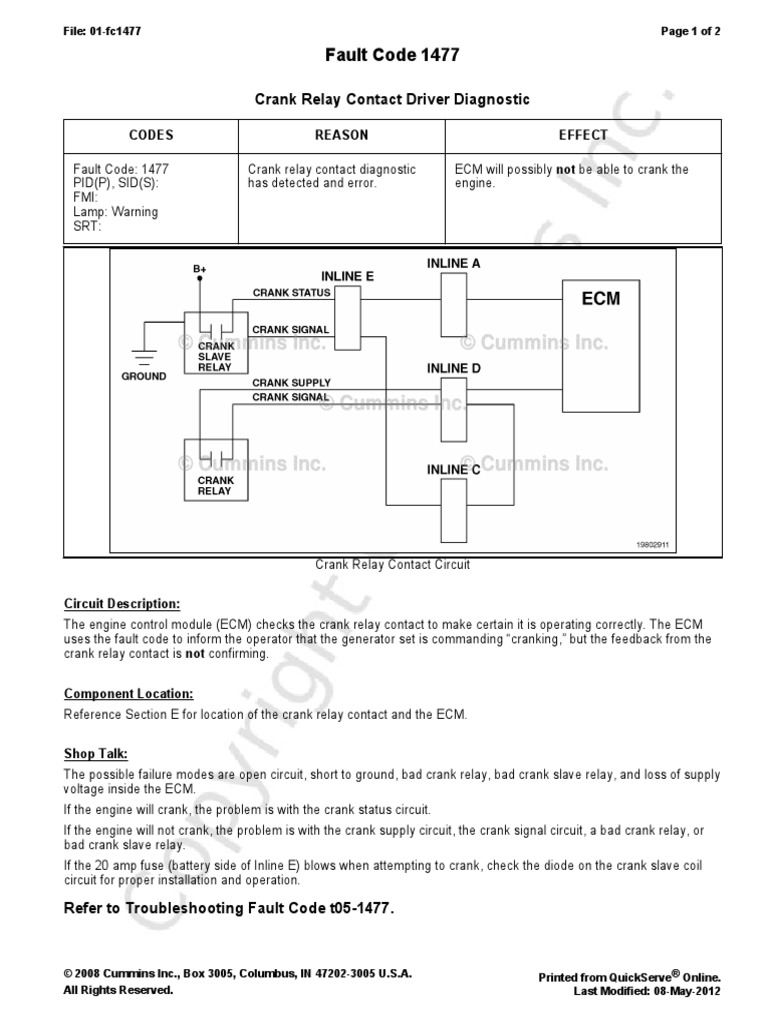 QSL 9 Troubleshooting Fault Code 1477 | PDF