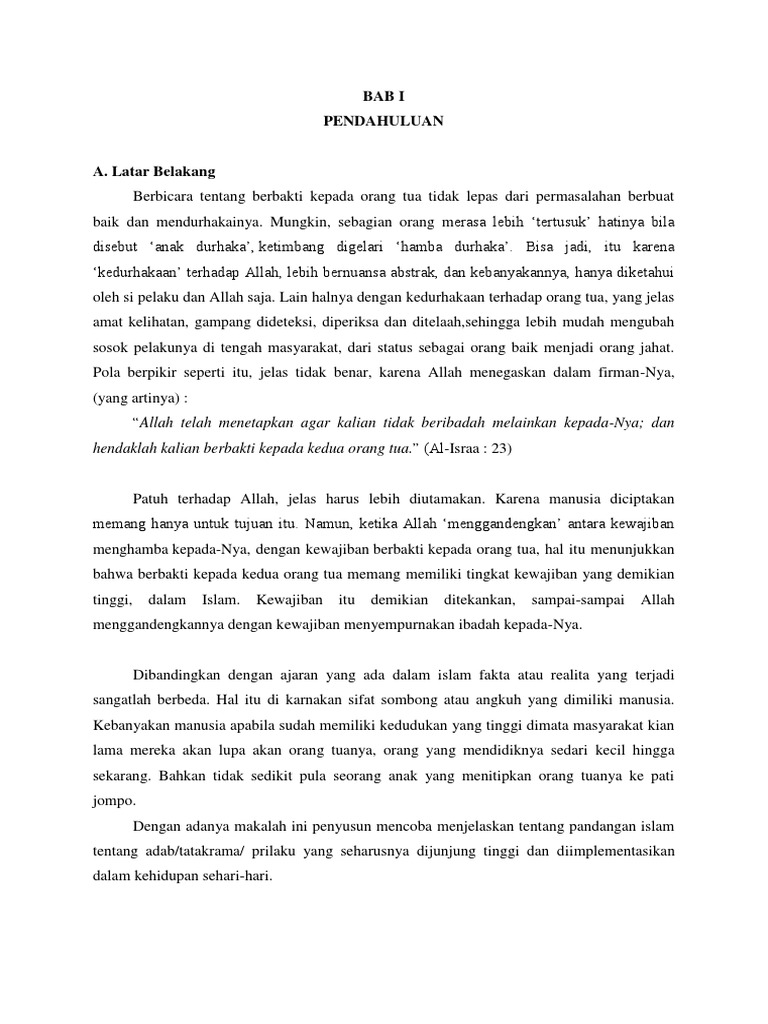 Makalah Berbakti Kepada Orang Tua | PDF