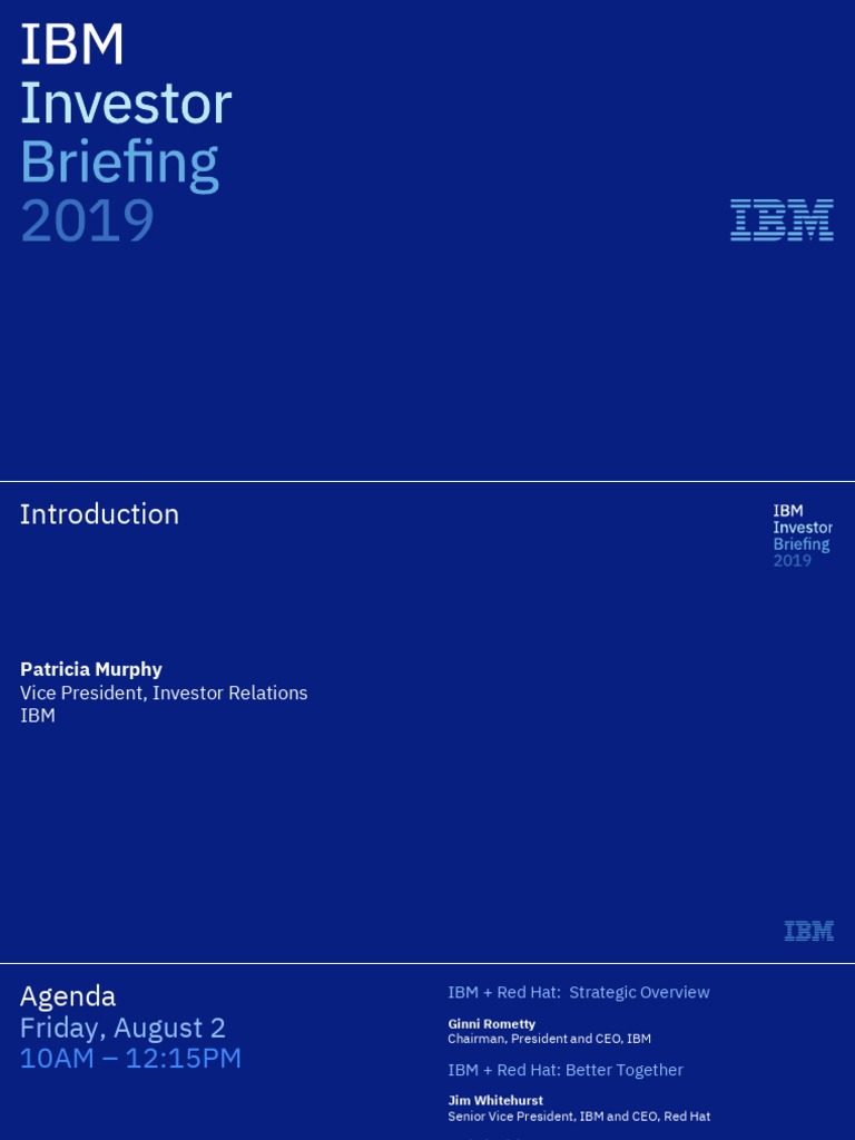 Ibm 2019 Investor Briefing Presentation | PDF | Red Hat | Cloud Computing