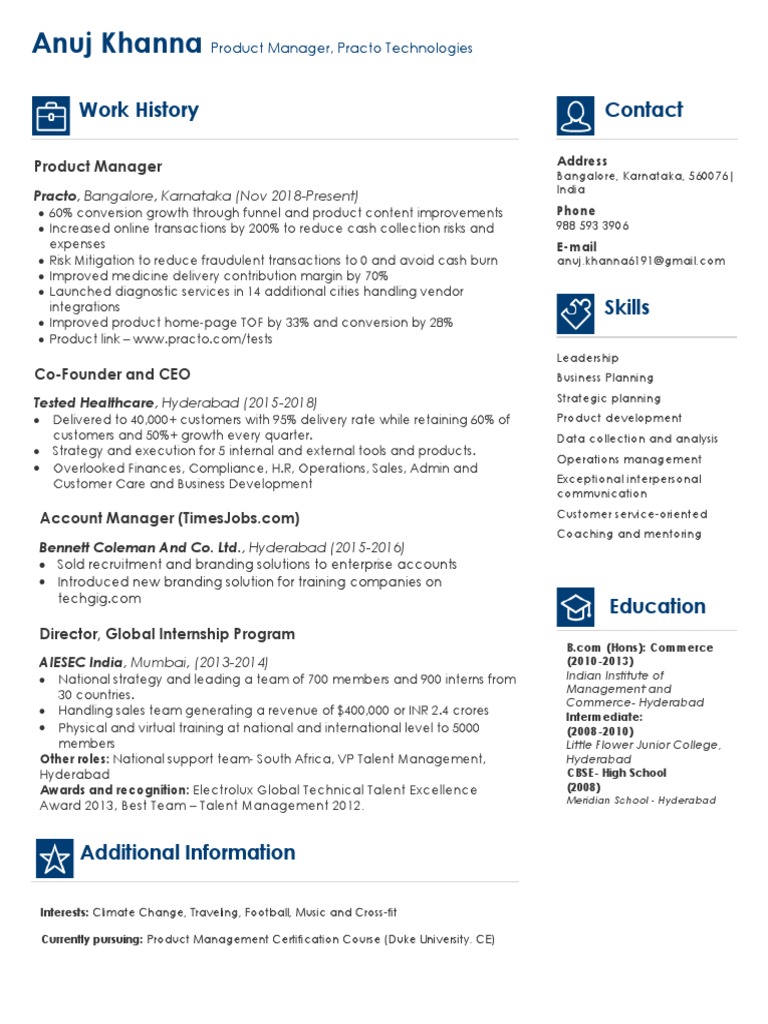 Anuj Khanna - CV PDF | Download Free PDF | Economies | Business