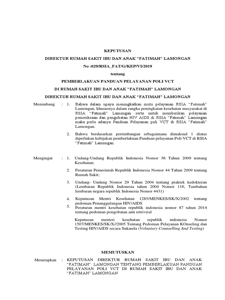 Pedoman Pelayanan Poli VCT | PDF