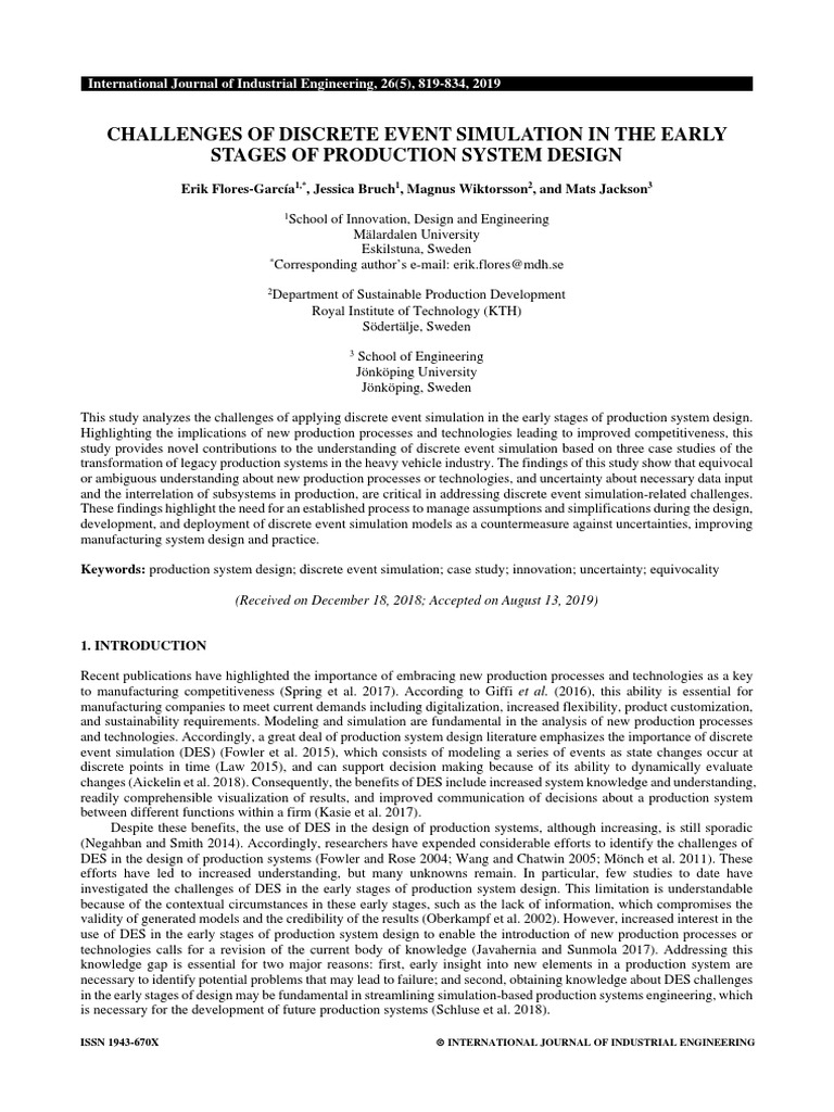 Challenges of Discrete Event Simulation in The Early Stages of ...