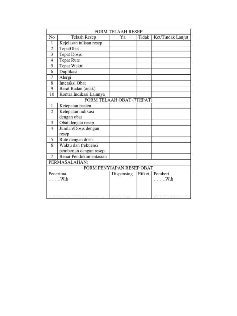 Form Telaah Resep | PDF
