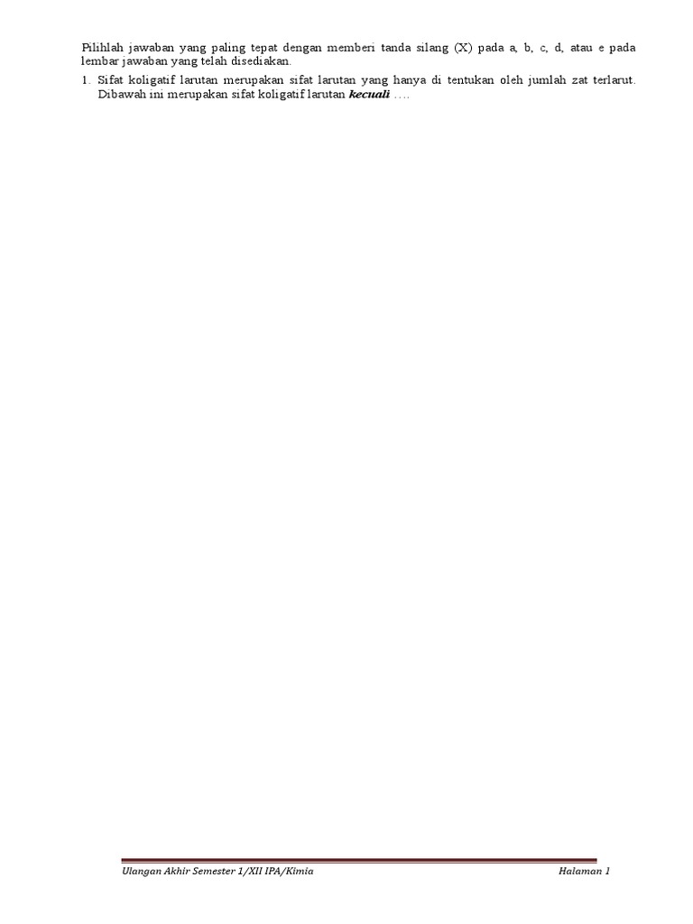 Latihan Soal Uas Kimia Kelas 12 | PDF | Metode & Bahan Ajar | Teknologi & Rekayasa