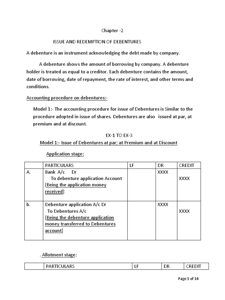 Issue And Redemption Of Debentures Pdf Debenture Debits And Credits