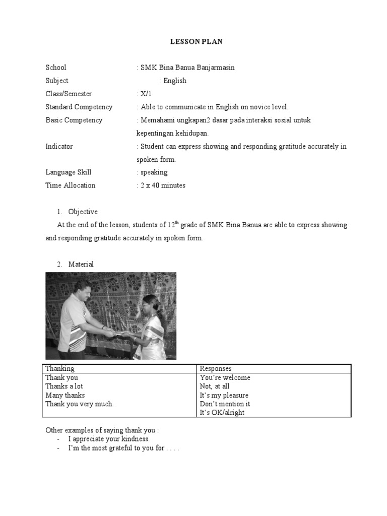 Expressing Gratitude Lesson Plan | PDF | Gratitude | Education Theory