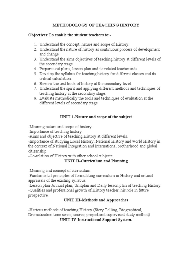 Methodology of Teaching History | PDF