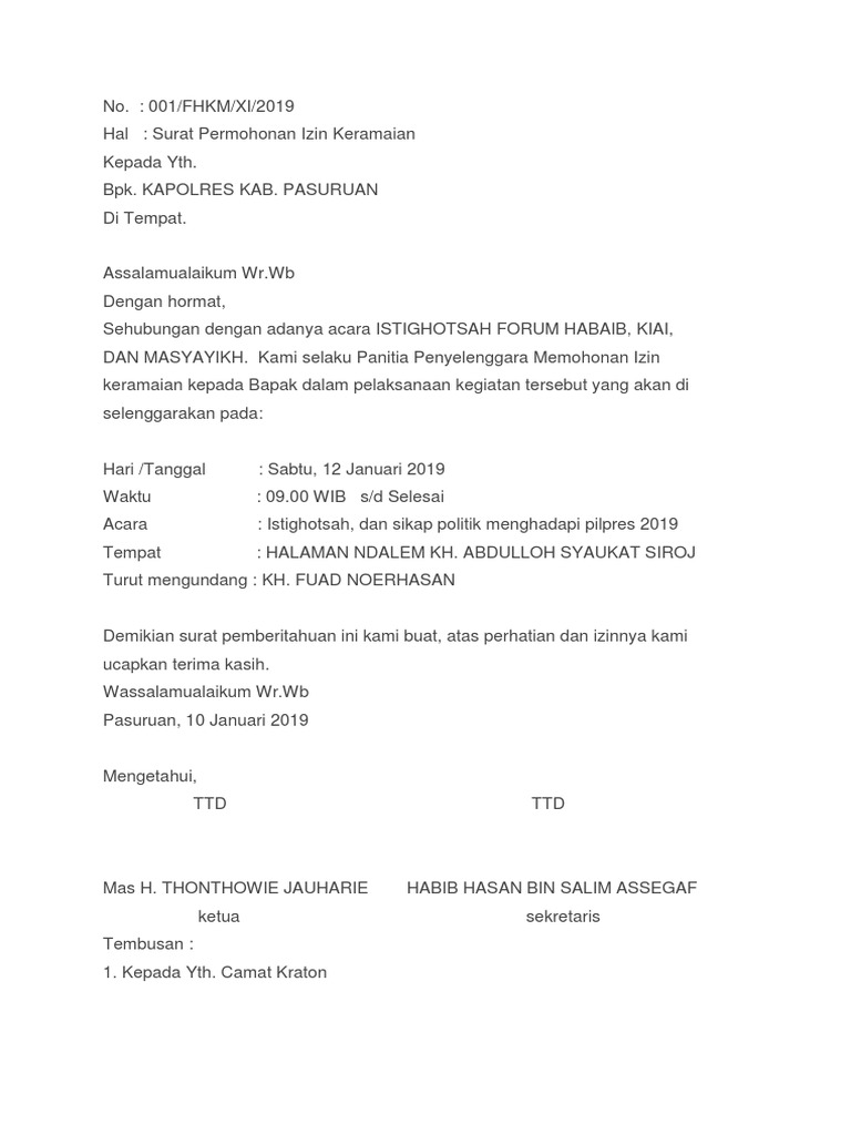 Surat Ijin FHKM | PDF