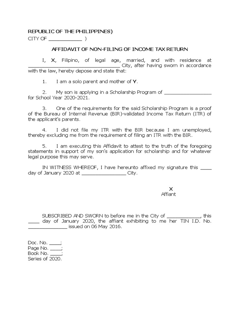 Affidavit of Non-Filing of ITR V2 | PDF